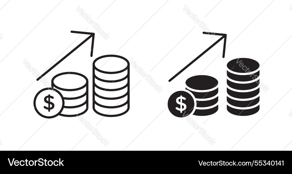 Earning filled and outlined icons on white Vector Image