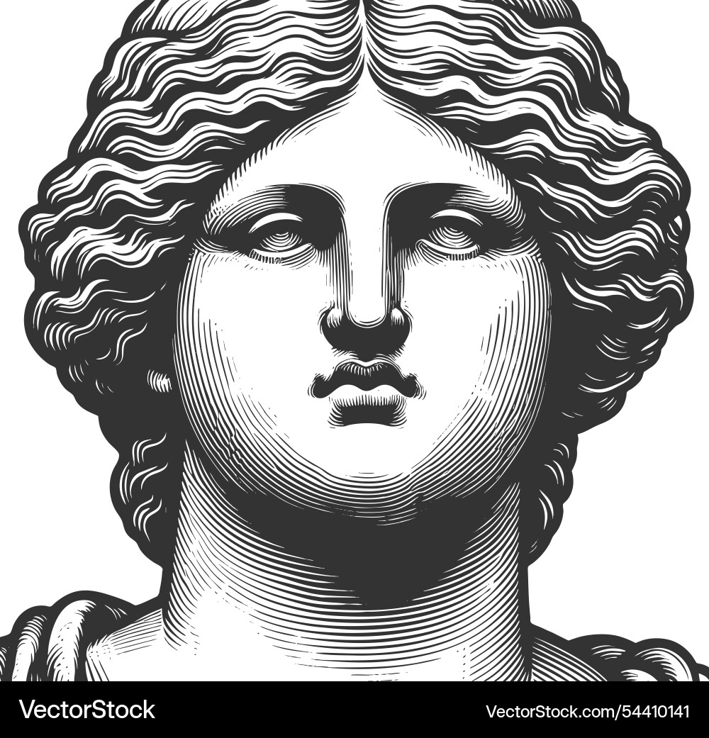 Fat greek statue engraving Royalty Free Vector Image