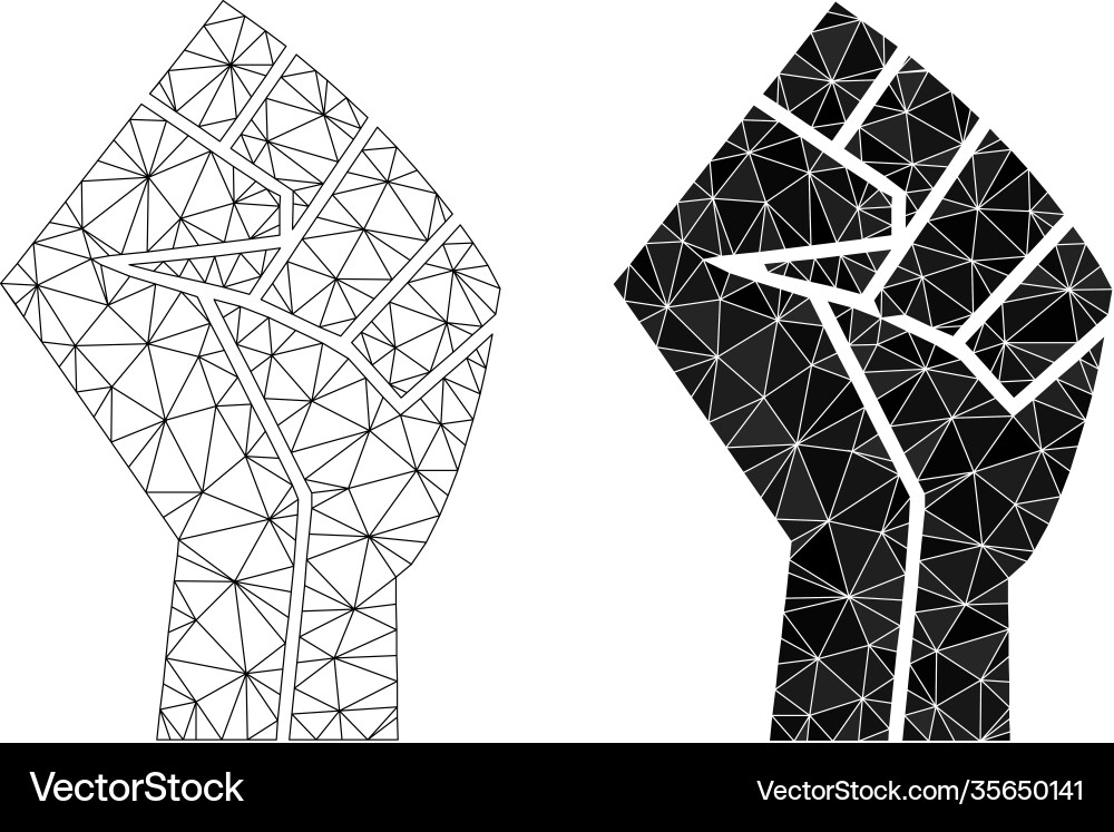 Fist triangle and mesh icon Royalty Free Vector Image