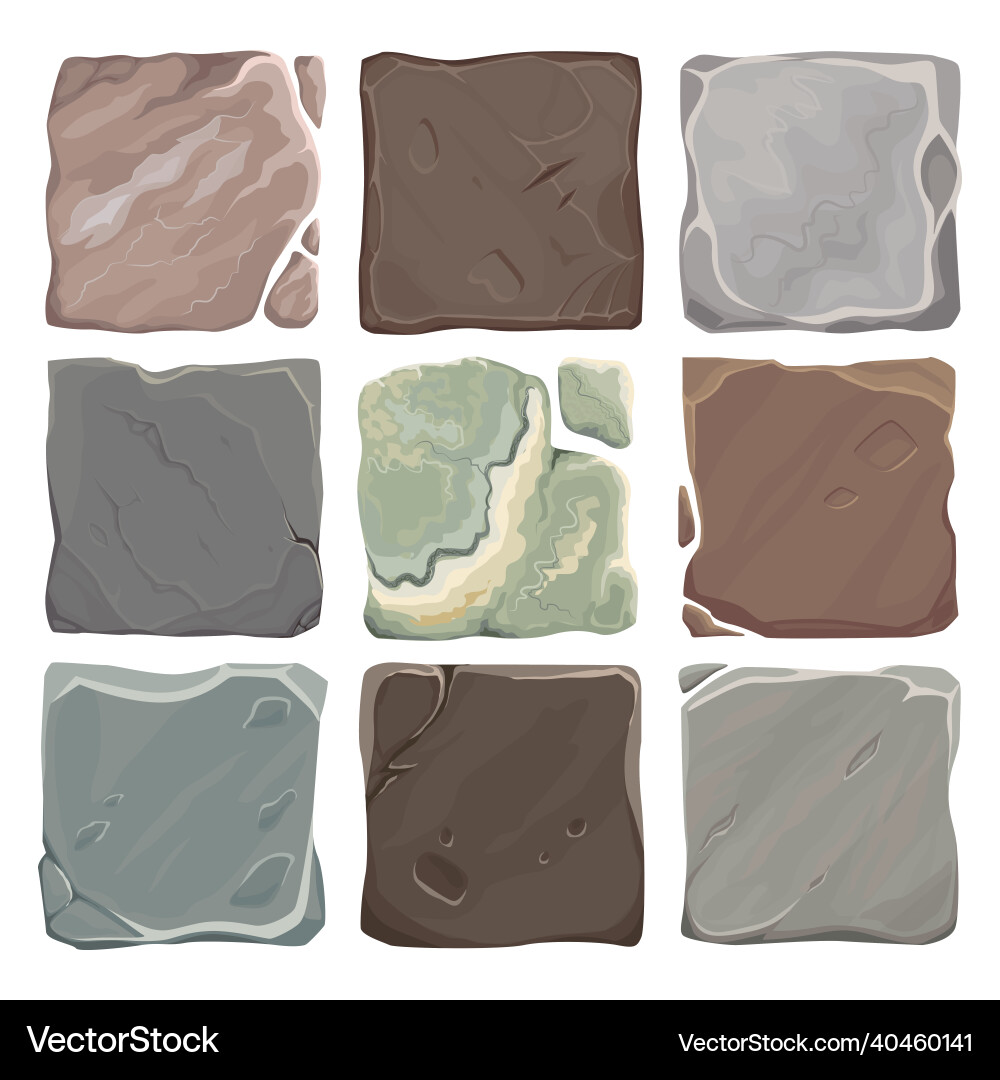 Game stone texture cartoon rock and concrete Vector Image