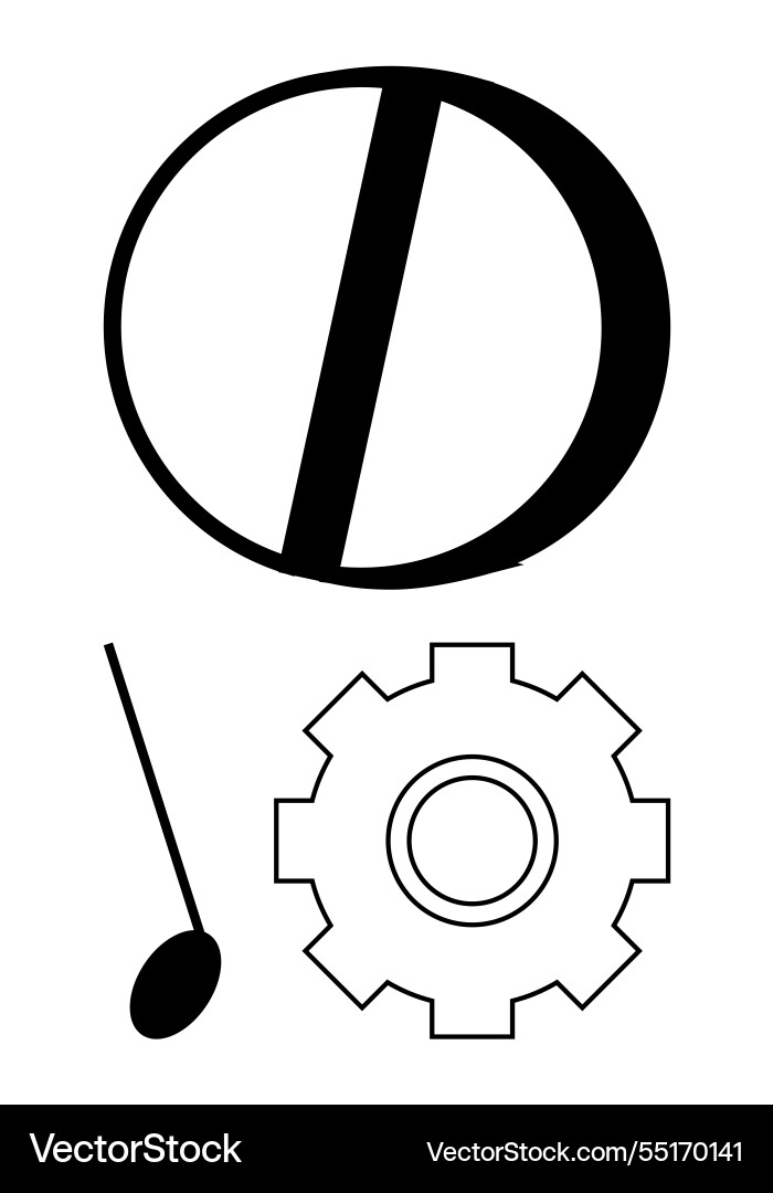 Geometric shapes featuring divided circle gear Vector Image