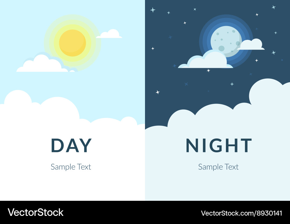 Half day night of sun and moon with clouds Vector Image