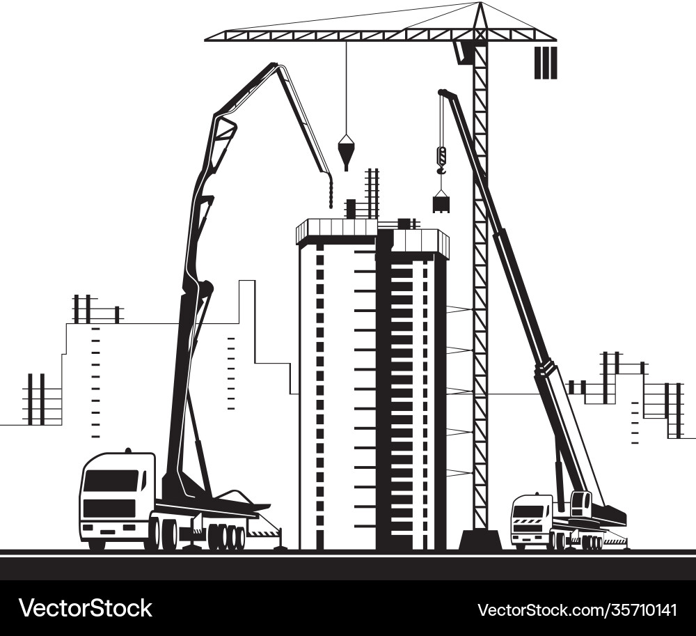 High rise construction machinery Royalty Free Vector Image