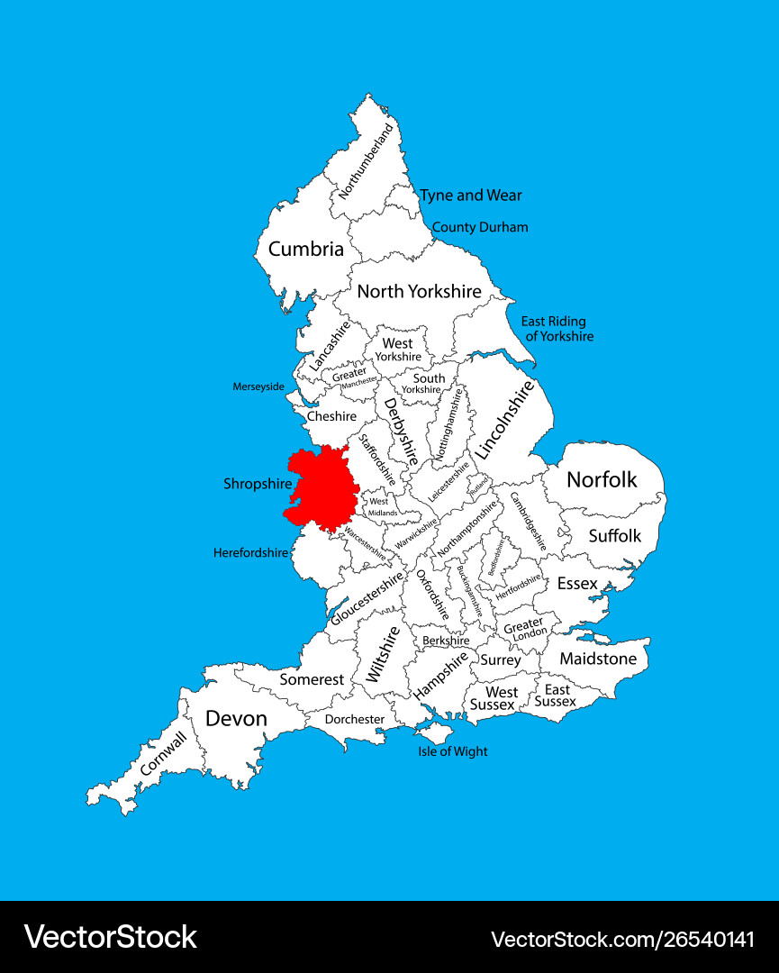 Map shropshire in west midlands united kingdom Vector Image