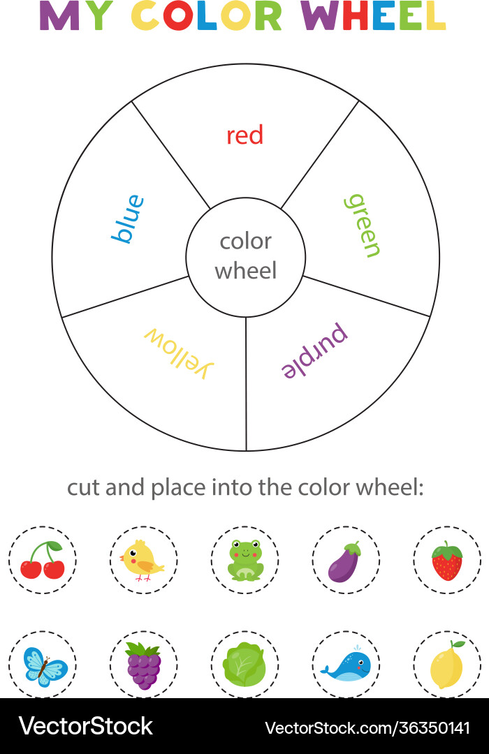 My color wheel educational game for learning Vector Image