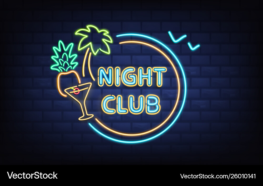 Night club neon light signboard realistic Vector Image