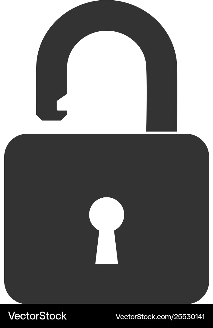 Open padlock icon isolated lock symbol flat Vector Image