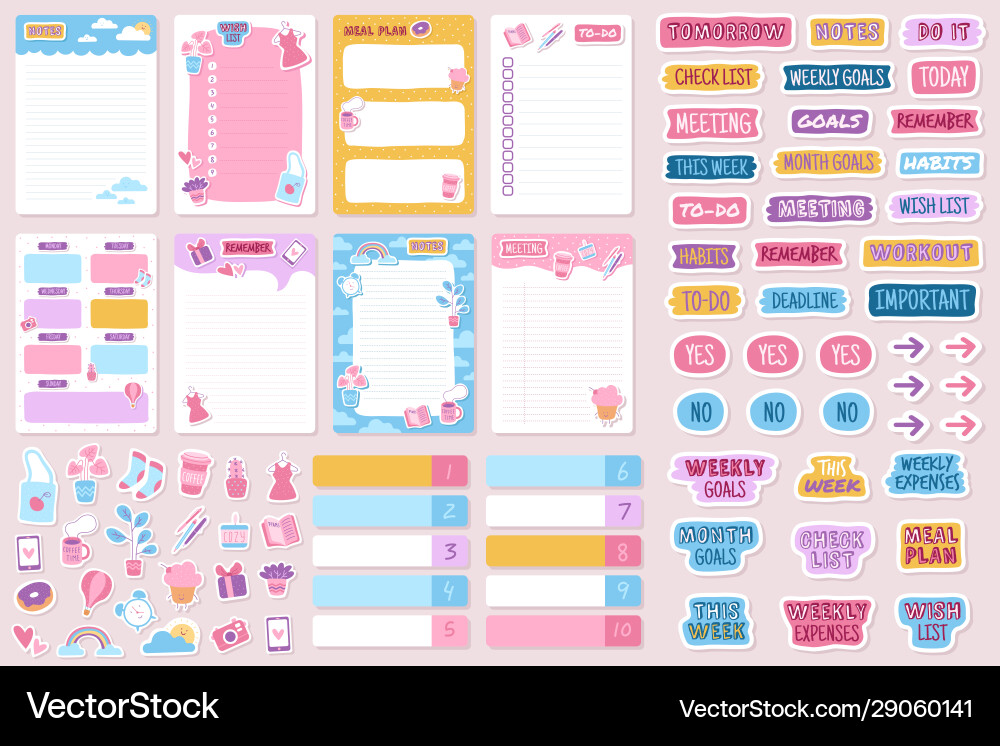 Notebook Sticker Label Kids Vector Images (over 640)