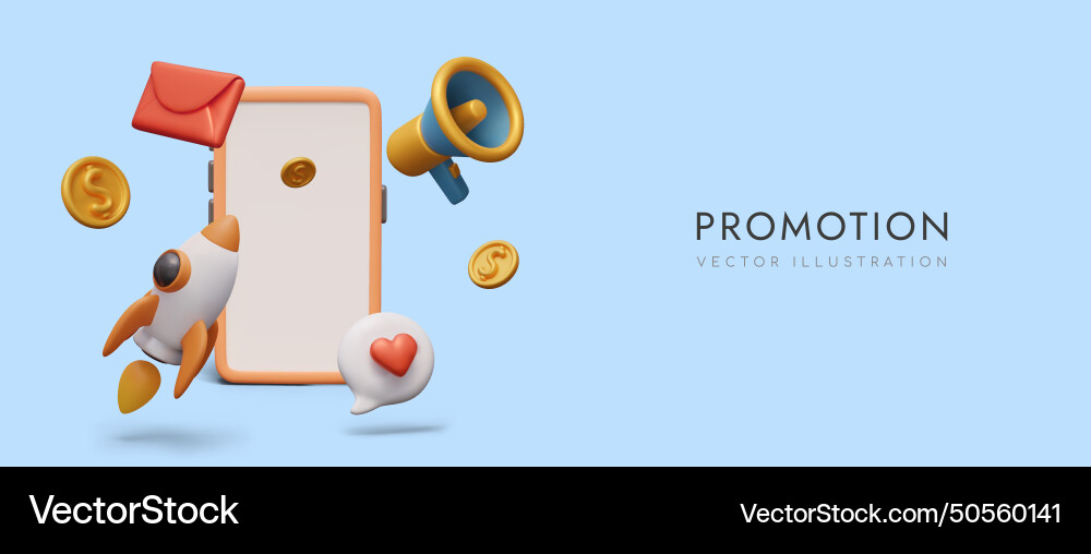 Promotional concept realistic smartphone Vector Image