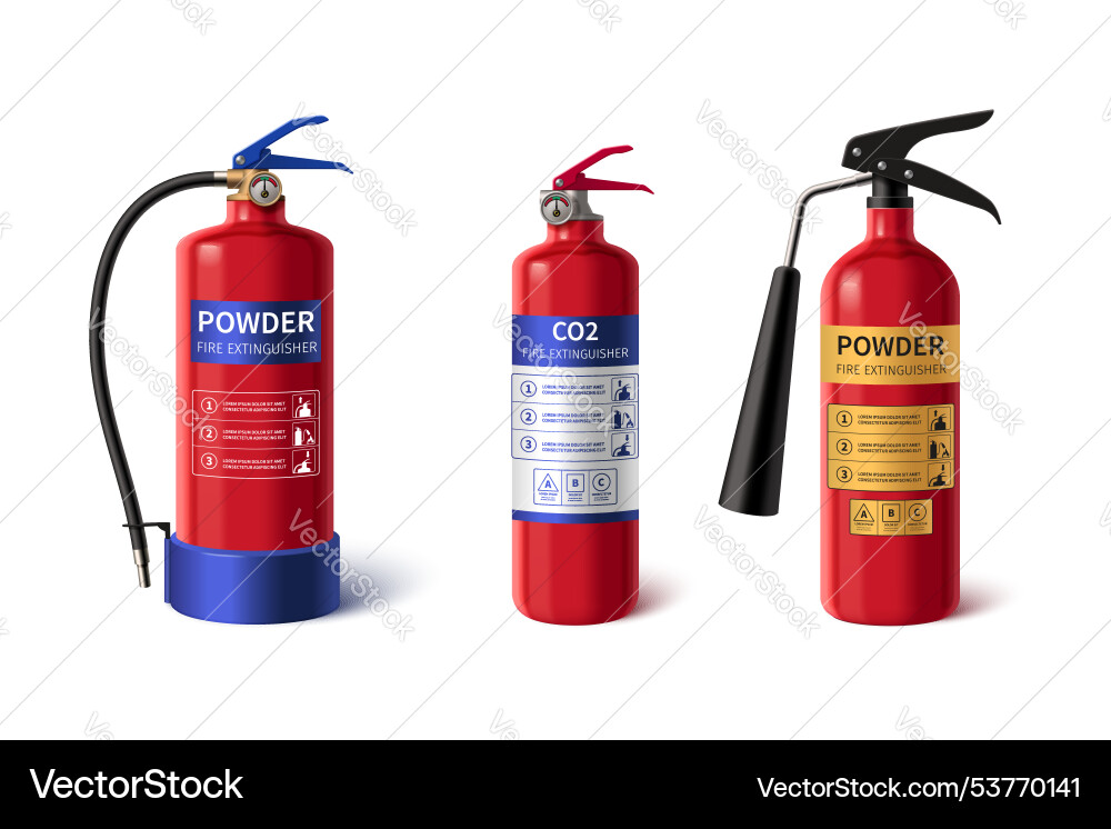Realistic red fire extinguisher with sprayer Vector Image