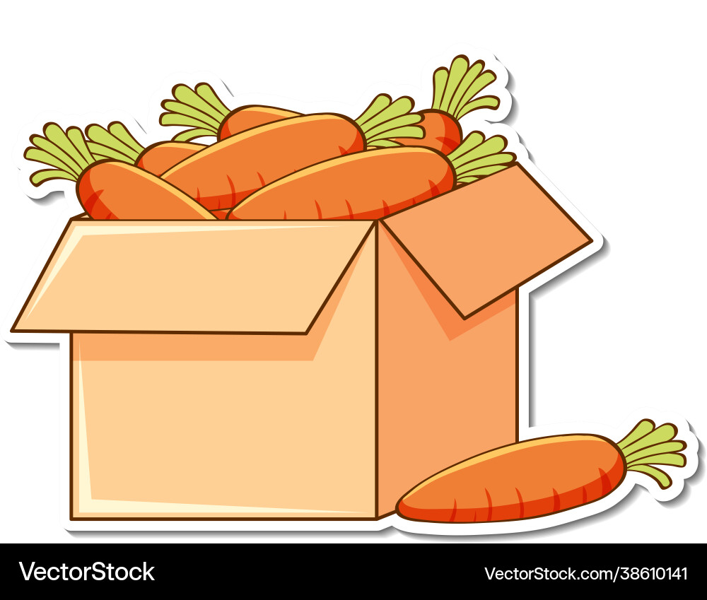 Sticker template with many carrots in a box Vector Image