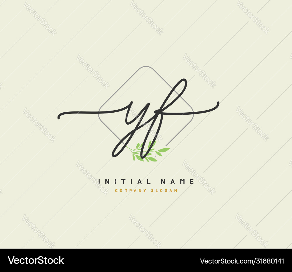 Y f yf beauty initial logo handwriting Royalty Free Vector
