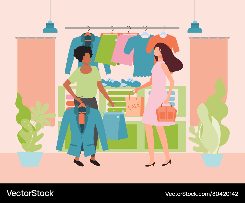 Assistant shop flat cartoon Royalty Free Vector Image