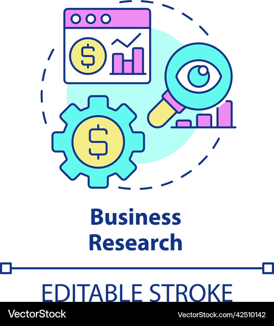 Business research concept icon Royalty Free Vector Image