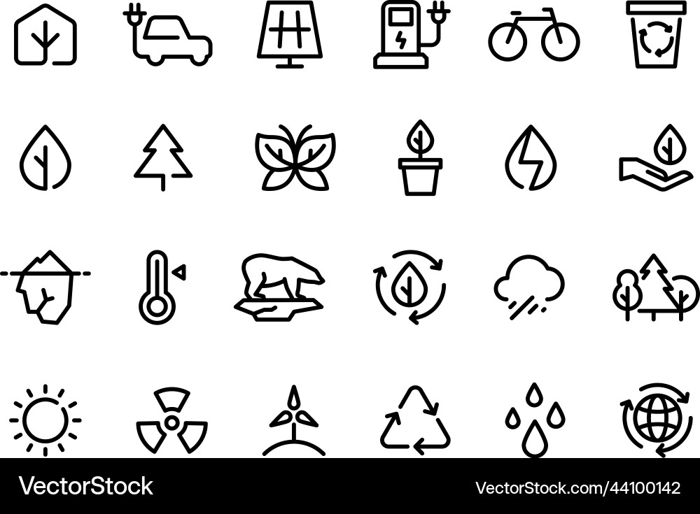 Eco environment icons world forests protection Vector Image
