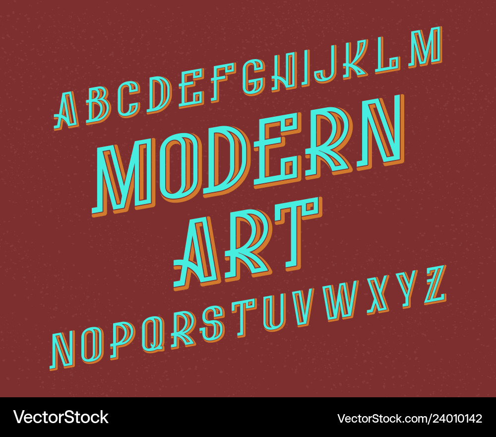 Modern art typeface retro font isolated english Vector Image