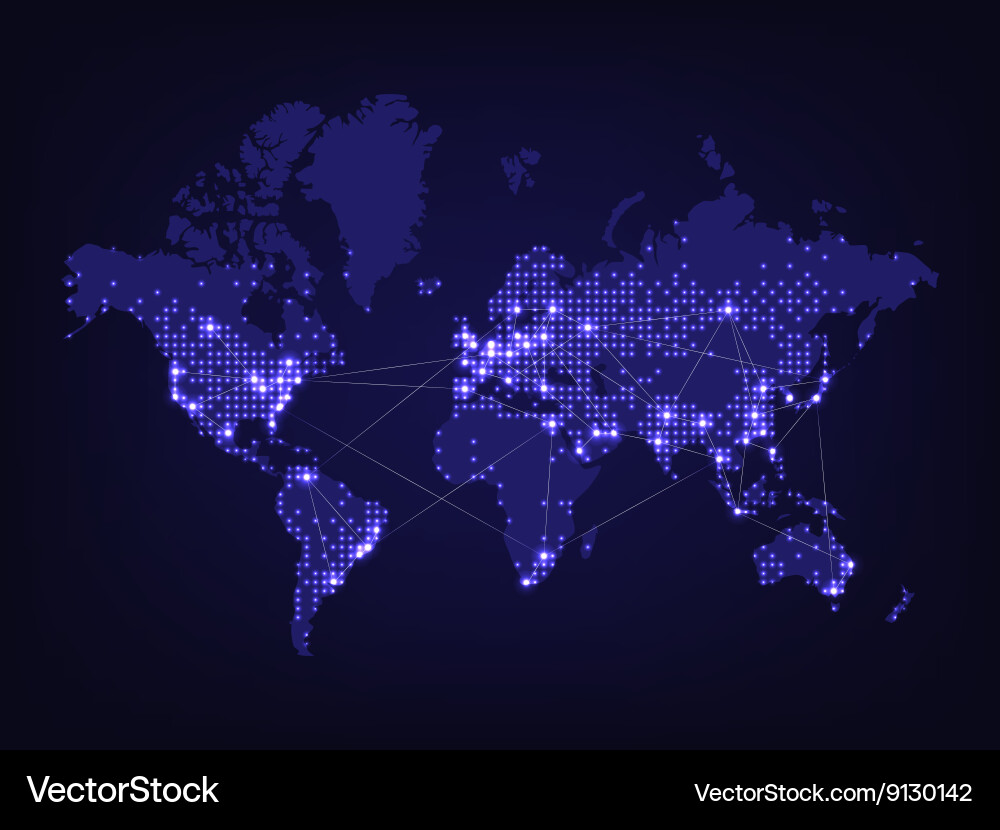 Night world map Royalty Free Vector Image - VectorStock