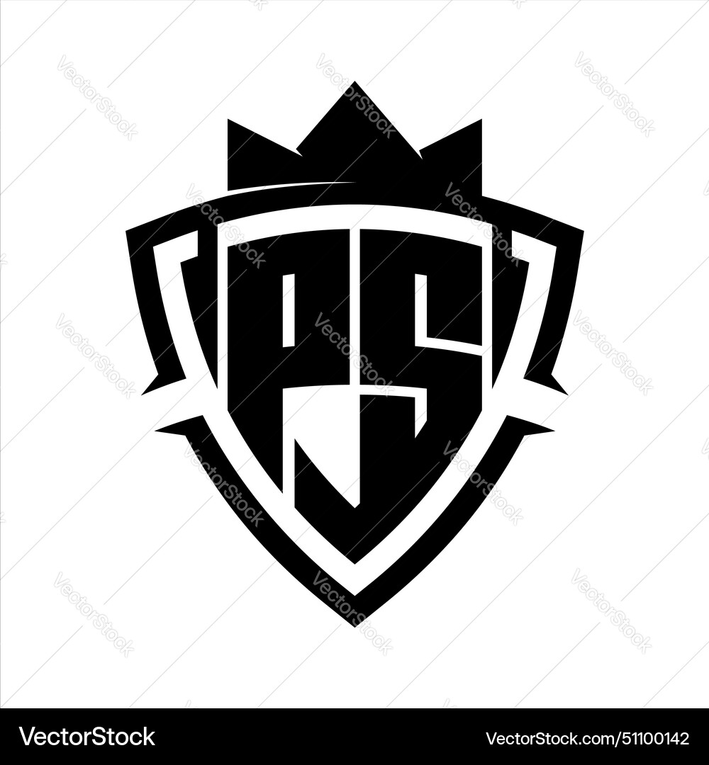 Ps letter bold monogram triangle curve shield Vector Image