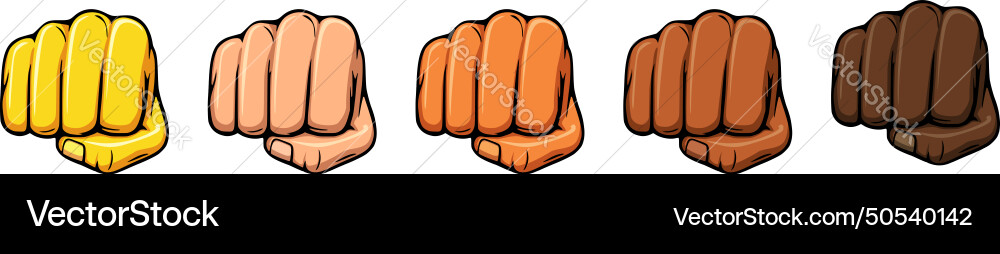 Punching fist front view various set Royalty Free Vector