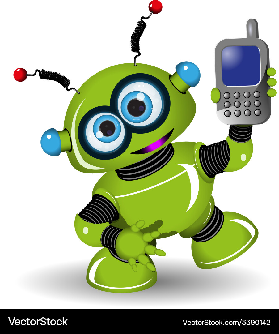 Robot and phone Royalty Free Vector Image - VectorStock