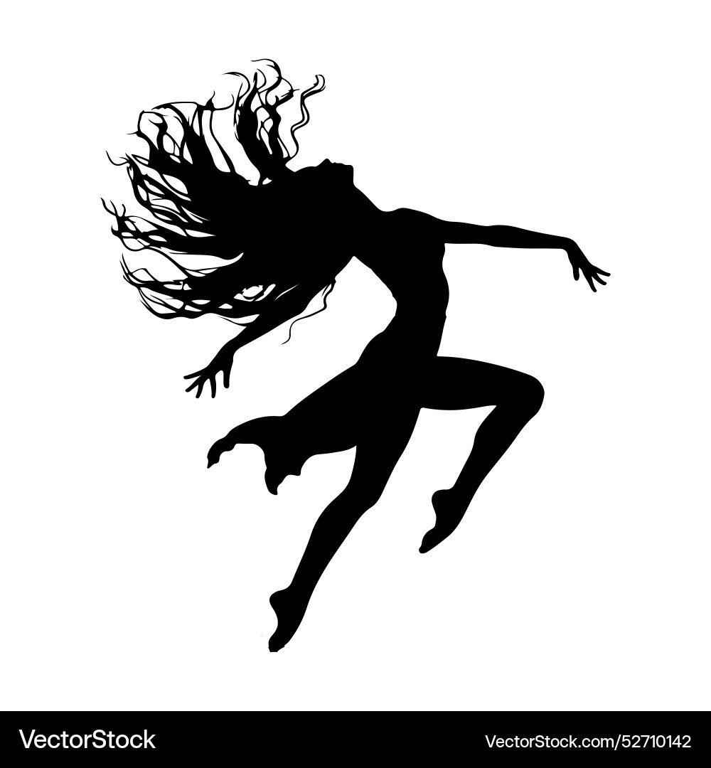 Silhouette of a dancer in mid-movement showcasing Vector Image