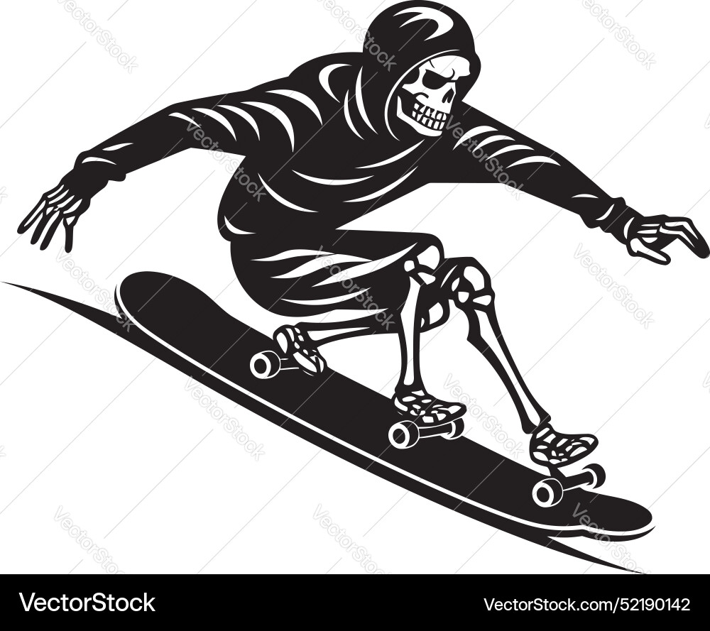 Spine chilling stunts skeleton on skateboard Vector Image