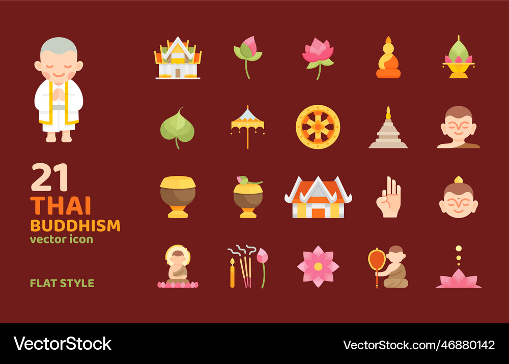 Thai buddhism flat icon style Royalty Free Vector Image