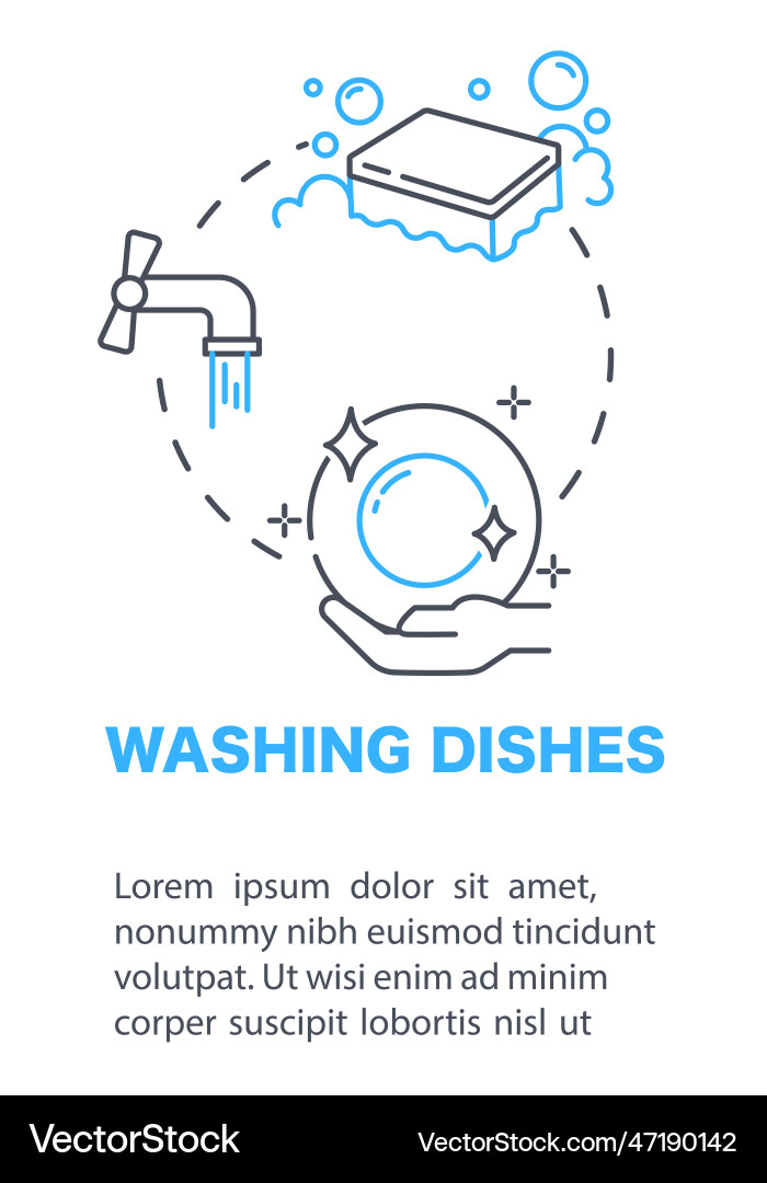 Washing dishes banner Royalty Free Vector Image