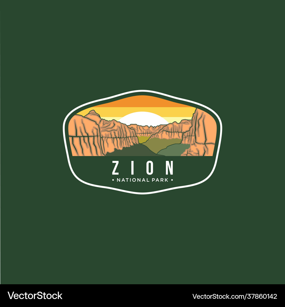 Zion national park logo Royalty Free Vector Image