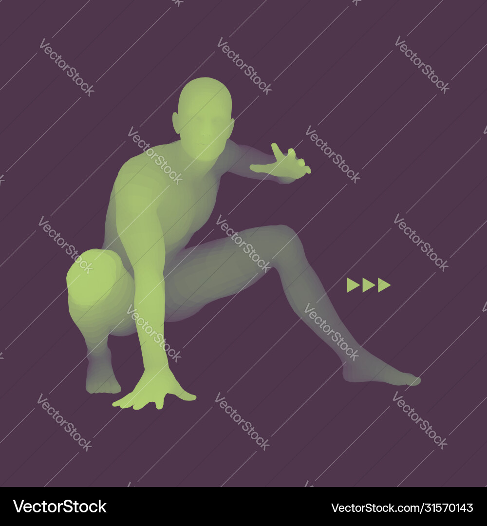 Athlete at starting position ready to start Vector Image
