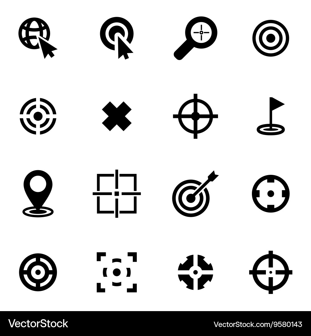 Black target icon set Royalty Free Vector Image