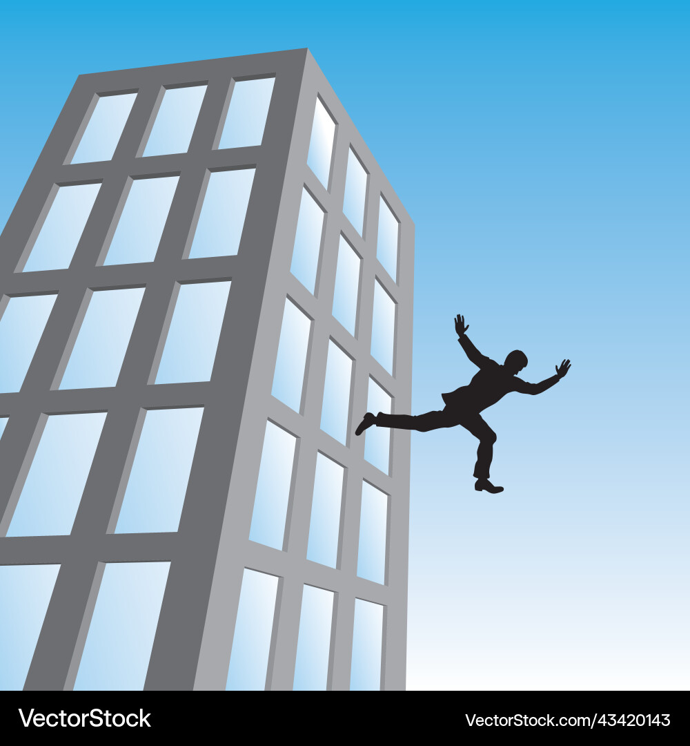 Businessman jumps from tall building Royalty Free Vector