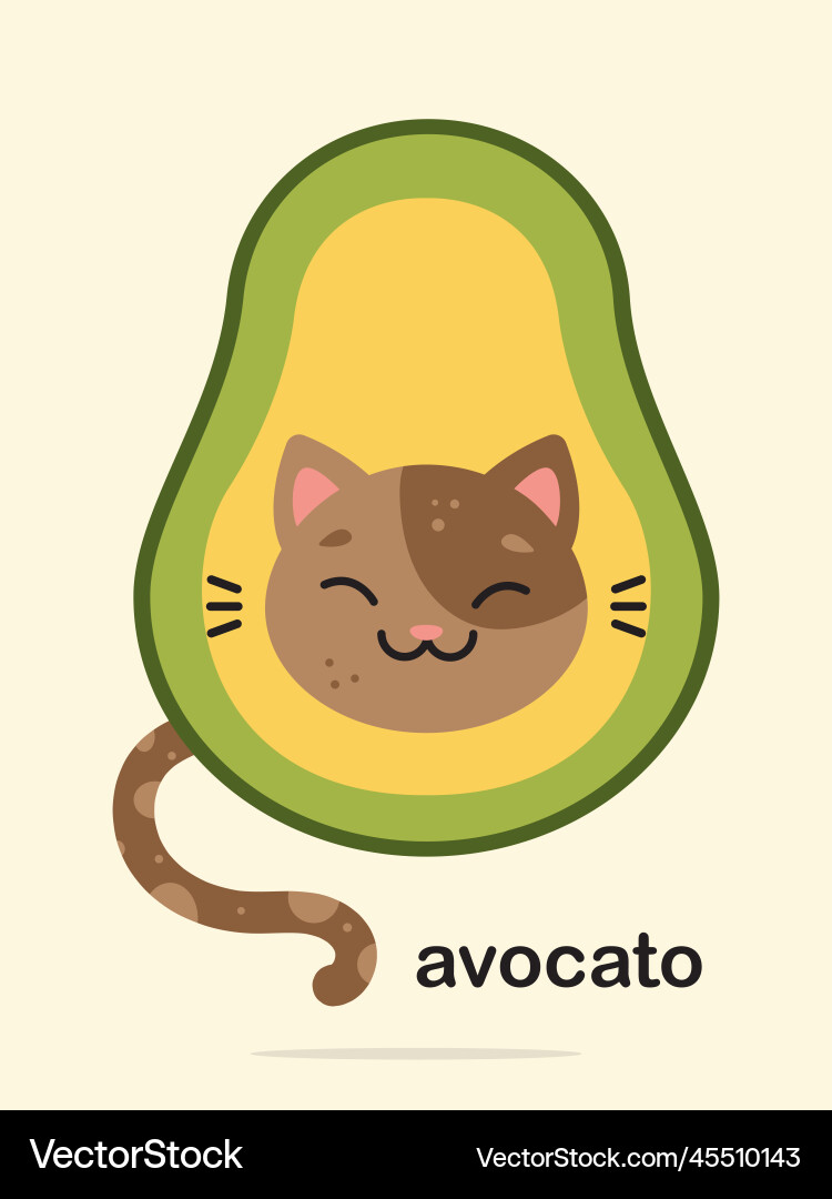 Cartoon avocado cat Royalty Free Vector Image - VectorStock