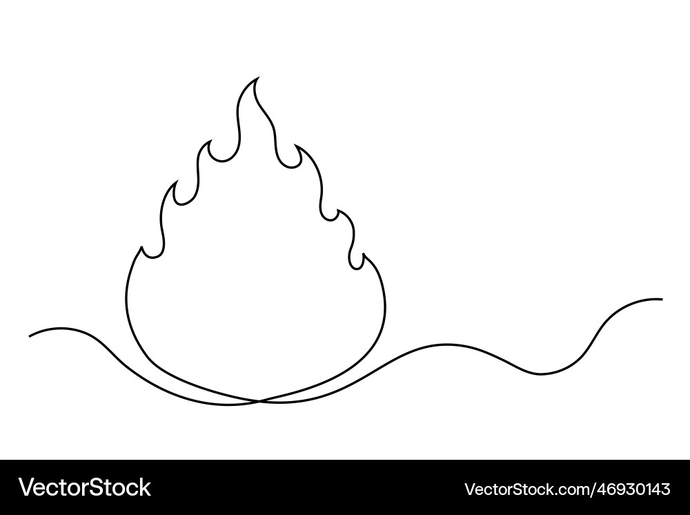 Continuous line drawing bbq fire Royalty Free Vector Image
