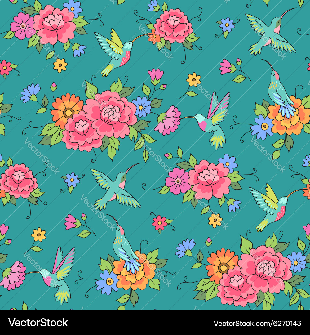 Floral pattern colibri Royalty Free Vector Image