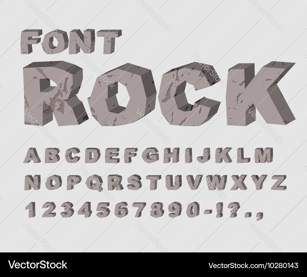 Lithic Stone Alphabet Font - ABC Rocks Royalty Free Vector
