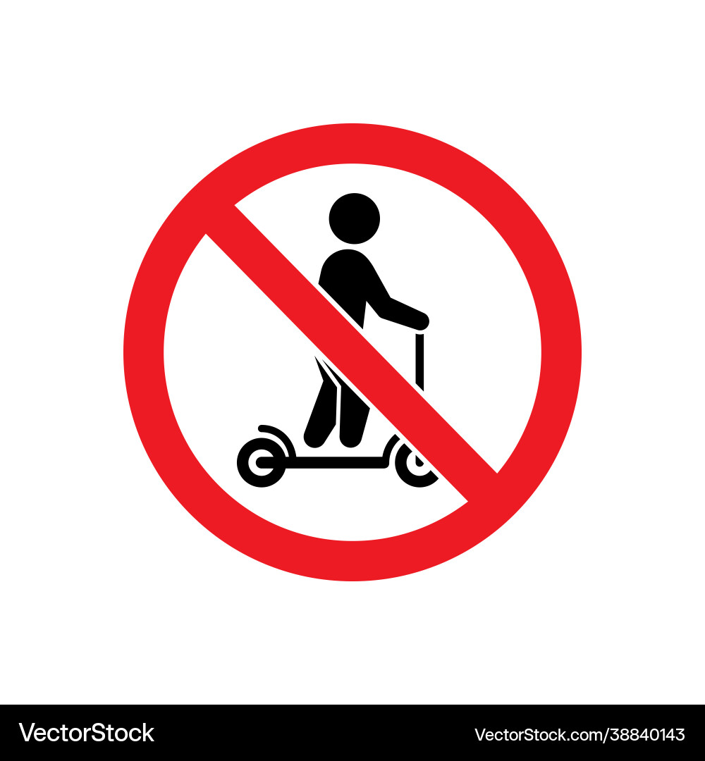 No Scooter Icon - Prohibited Sign Royalty Free Vector Image