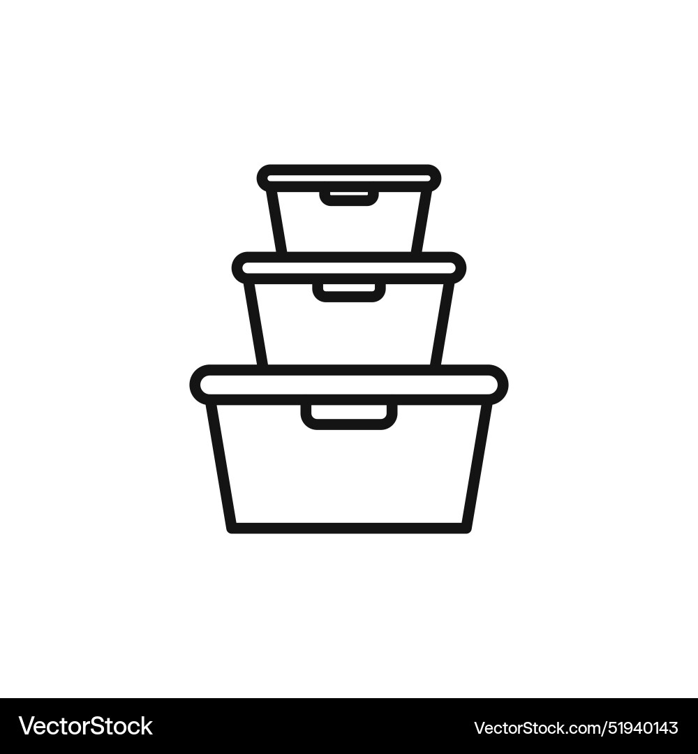 Plastic food container icon logo sign outline Vector Image