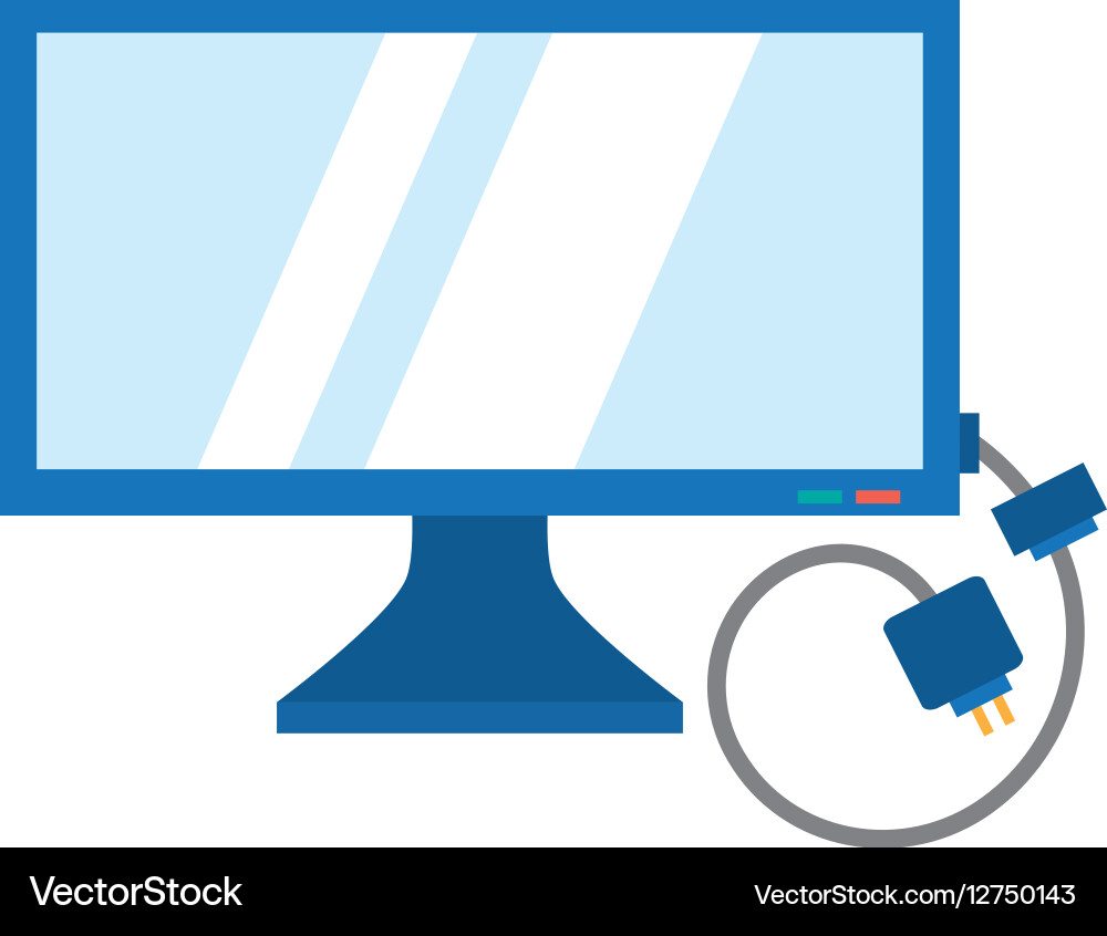 Screen computer display equipment cable Royalty Free Vector
