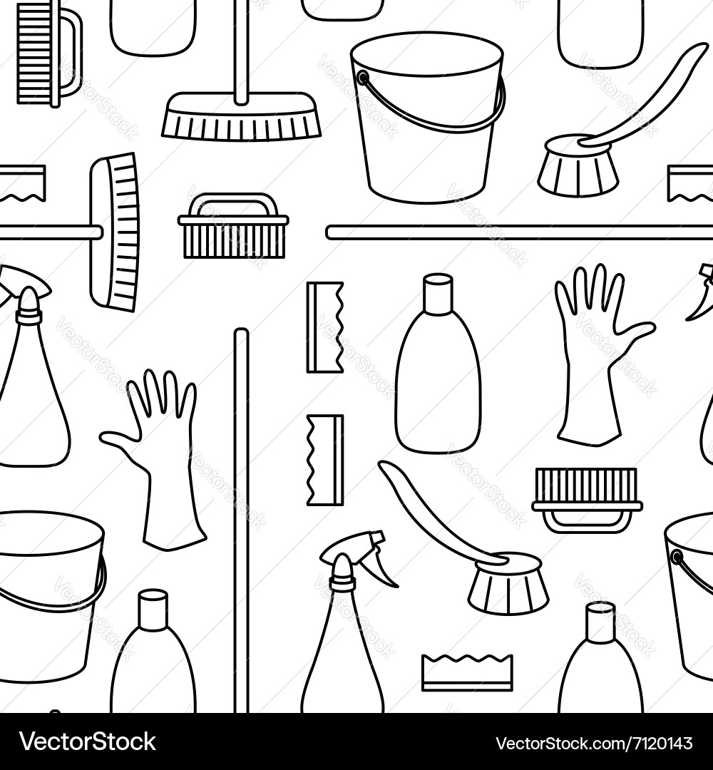 Seamless pattern made of household cleaning object