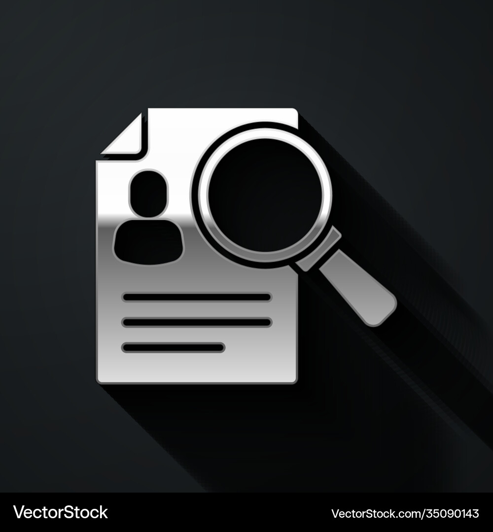 Silver document paper analysis magnifying glass Vector Image