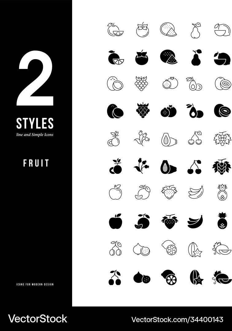 Simple line icons fruits Royalty Free Vector Image