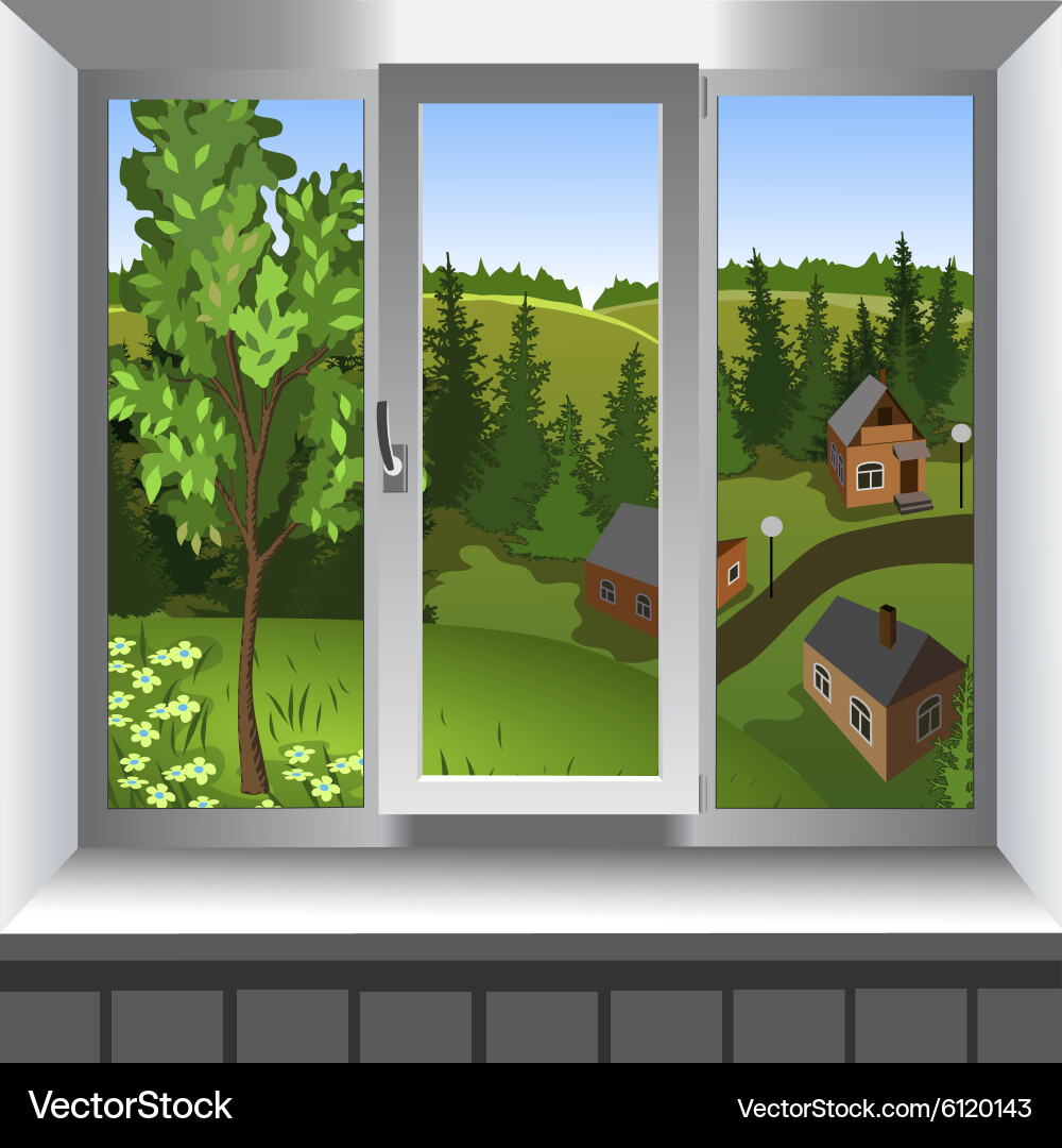 View from window of landscape summer Royalty Free Vector