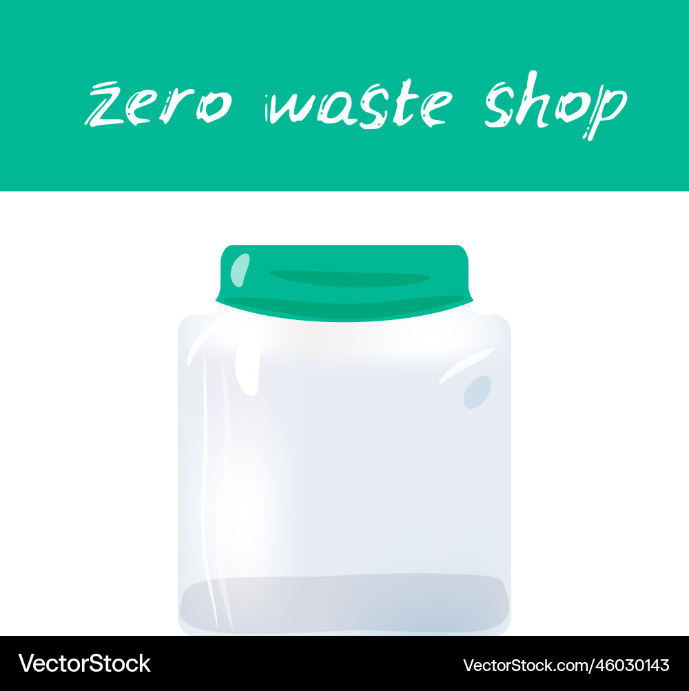 Zero waste shop text calligraphy lettering glass Vector Image