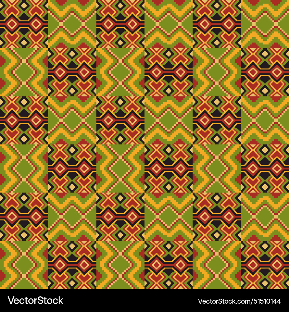 African kente cloth seamless pattern Royalty Free Vector