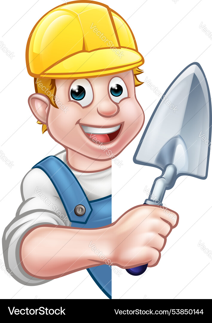 Builder bricklayer holding trowel tool Royalty Free Vector Builder bricklayer holding trowel tool Royalty Free Vector