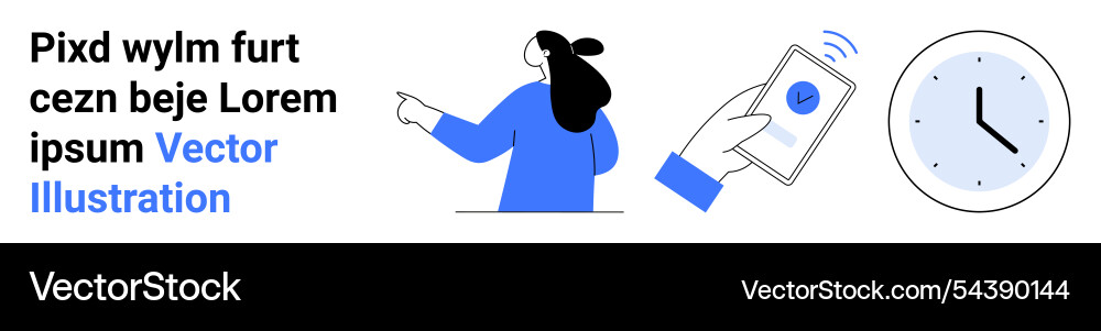 Business character pointing to text beside hand Vector Image