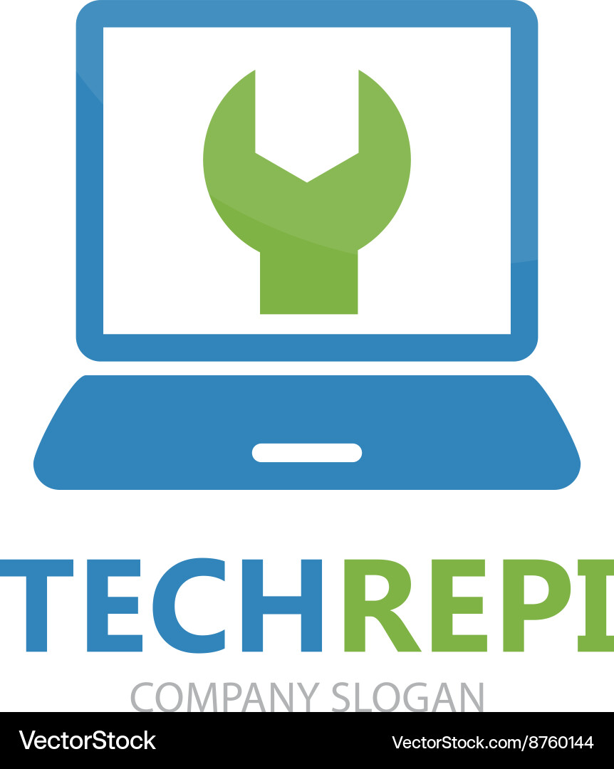 Computer and laptop repair logo Royalty Free Vector Image