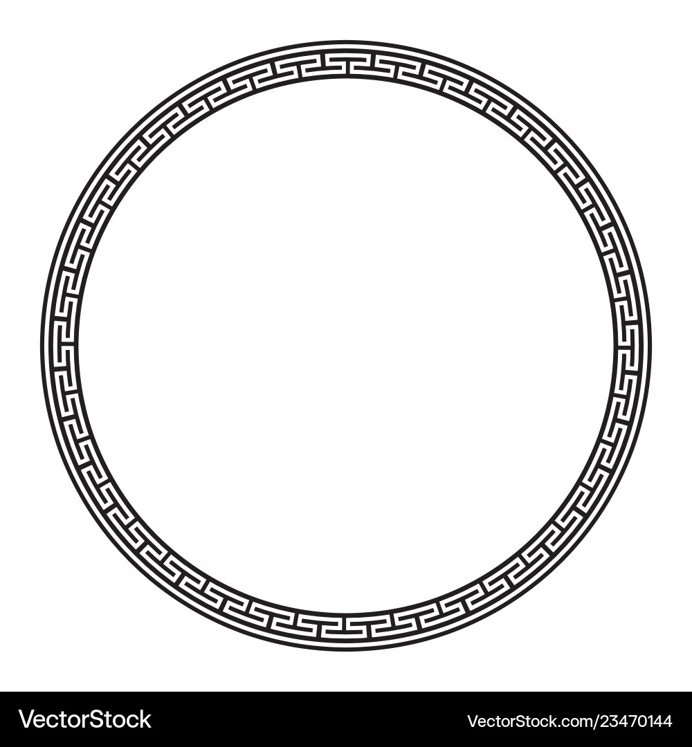 Greek key round frame typical egyptian assyrian Vector Image