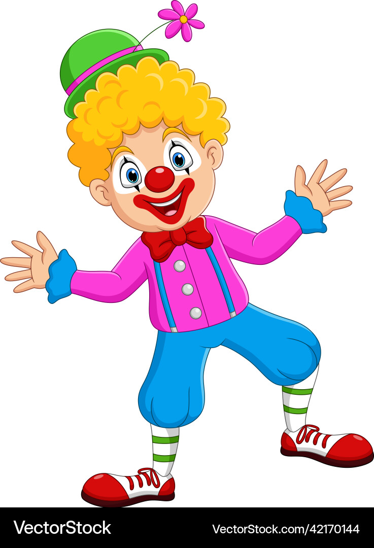 Happy Clown Waving Hand Royalty Free Vector Image